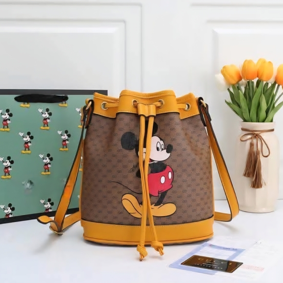 Disney | Bags | Disney Mickey Mouse Brown And Yellow Bucket Bag | Poshmark